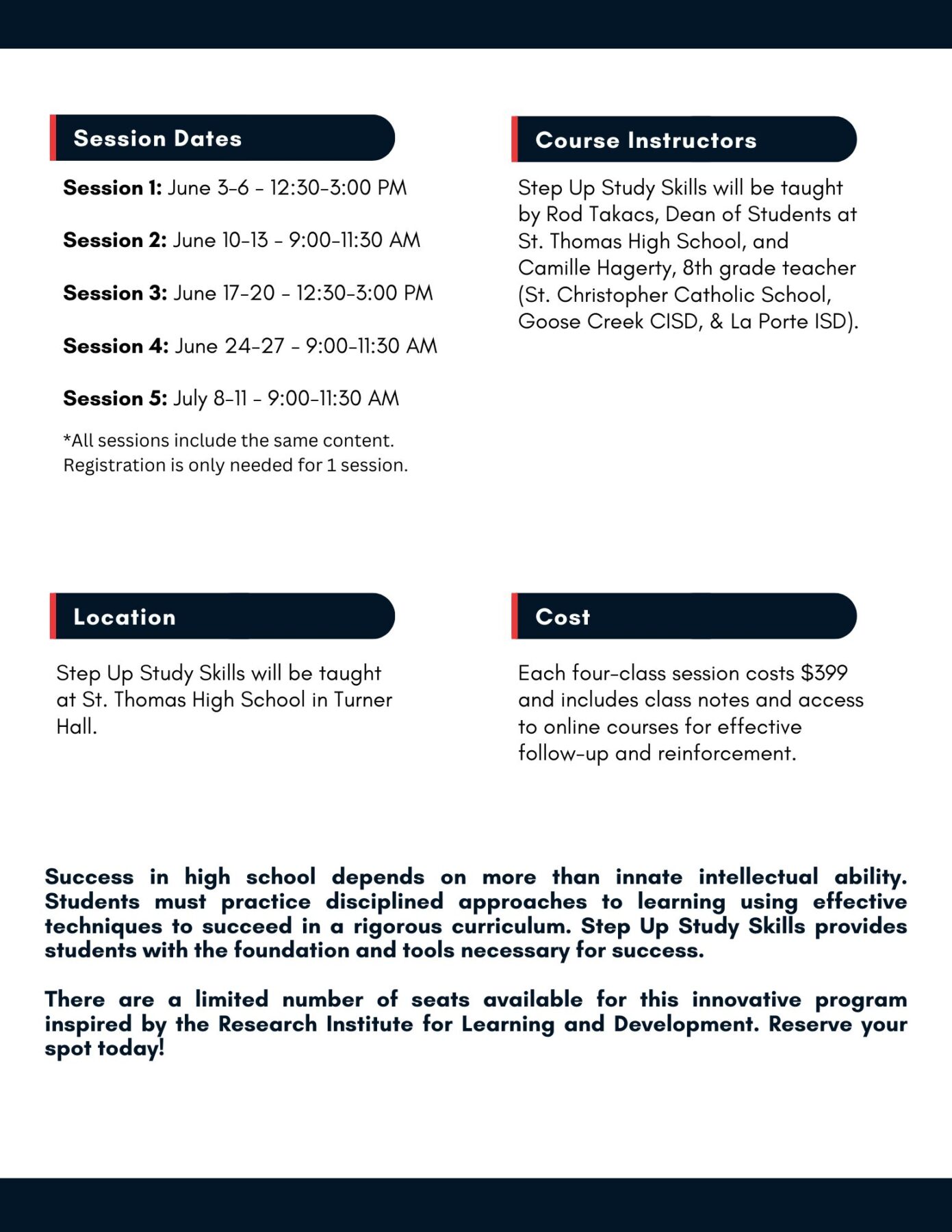 Step Up Study Skills- STH Summer 2024 - Take Us Higher Learning