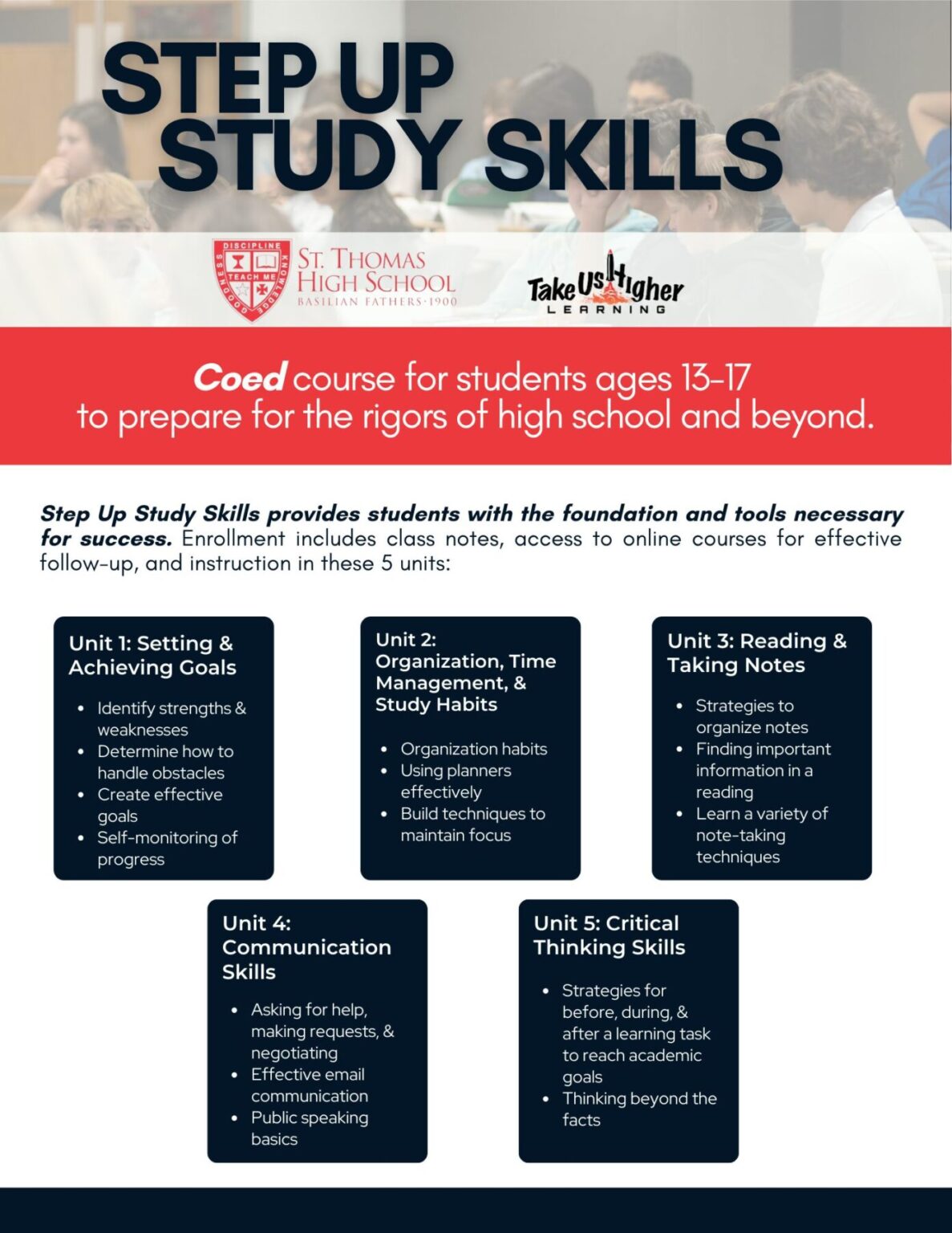 Step Up Study Skills- STH Summer 2025 - Take Us Higher Learning