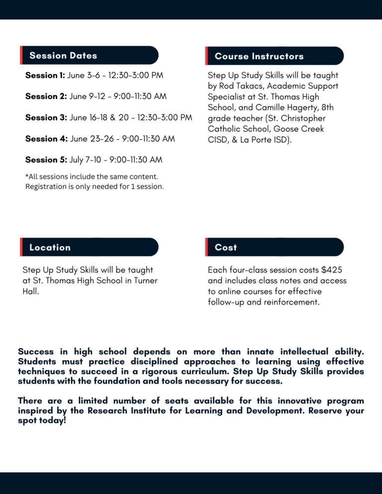 Step Up Study Skills- STH Summer 2025 - Take Us Higher Learning